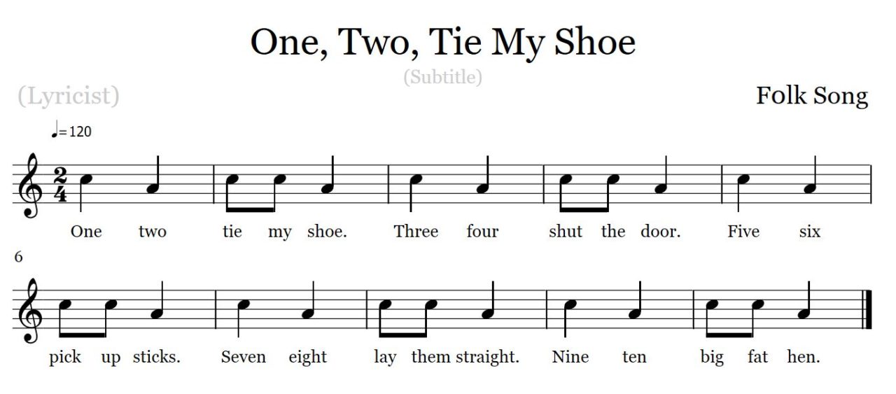 "One, Two Buckle My Shoe" Lesson With Extensions - Note Knacks